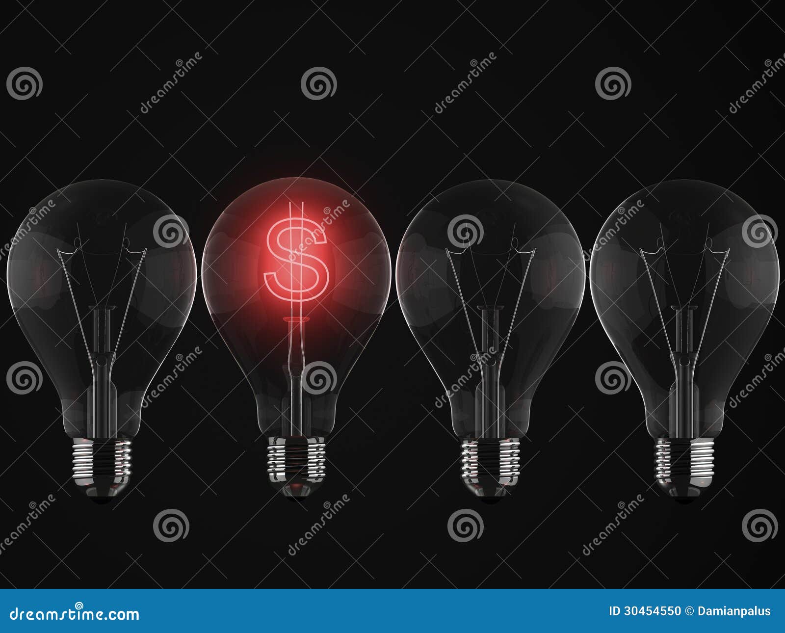 Red Dollar Sign Illuminated Stock Illustration - Illustration of bulbs ...