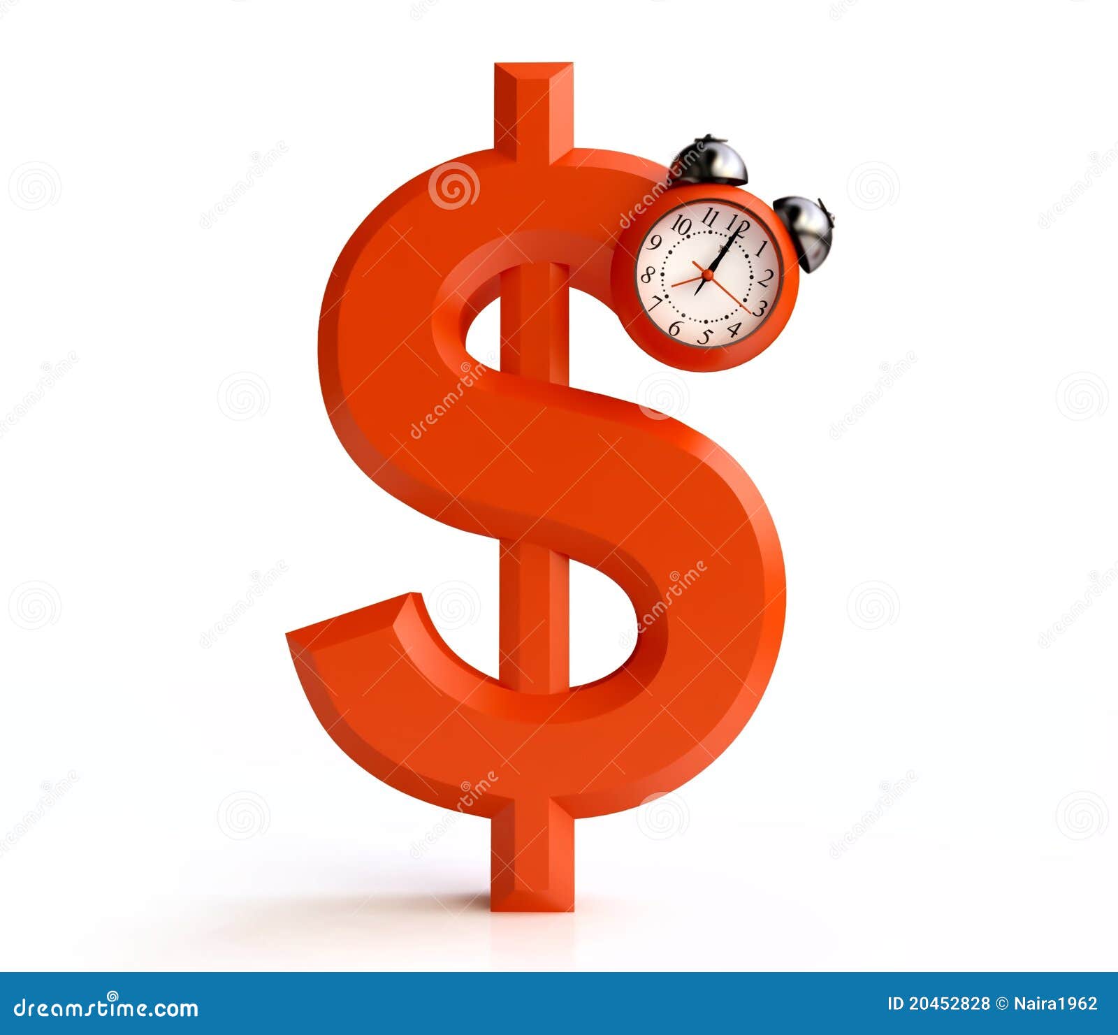 Red Dollar Symbol with Alarm Clock Stock Illustration - Illustration of ...