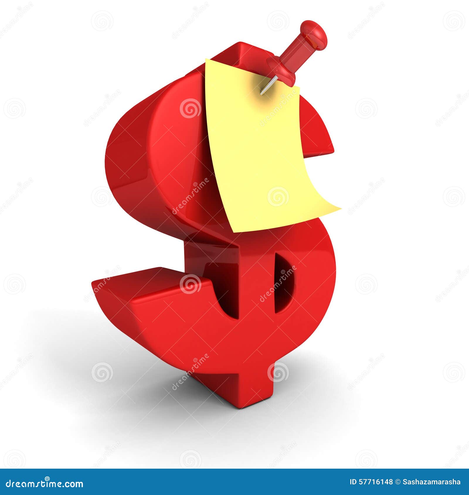 Red Dollar Symbol with Paper Note Push Pin Stock Illustration ...