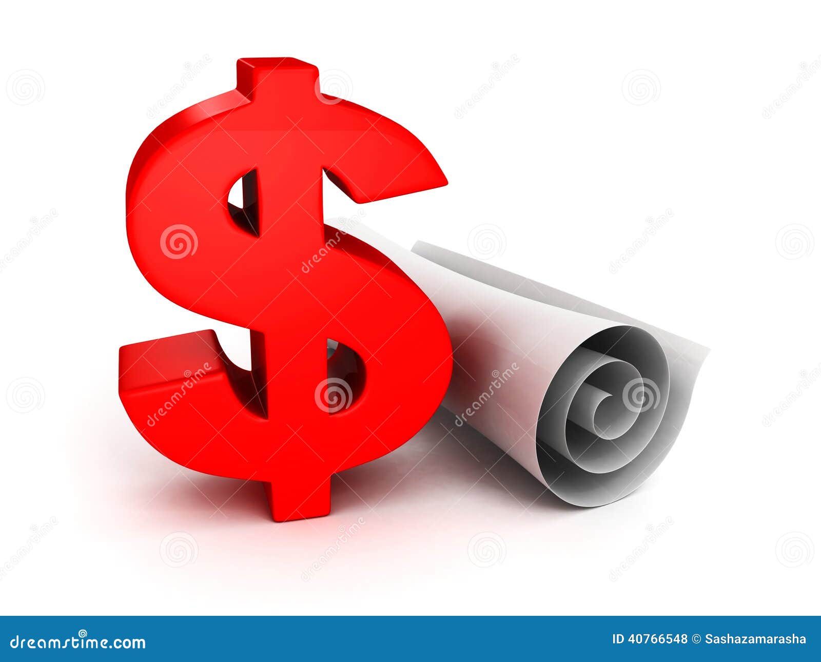 Red Dollar Symbol with Paper Scroll Stock Illustration - Illustration ...