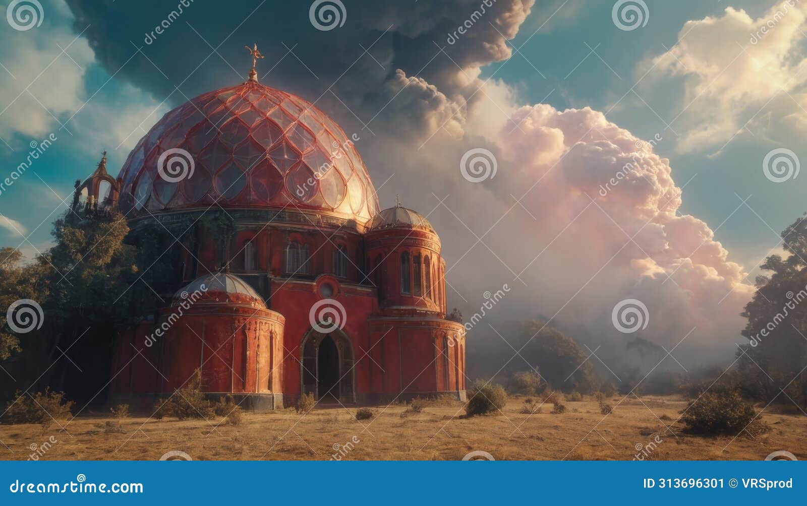 Red Dome Structure Fantasy stock image. Image of design - 313696301