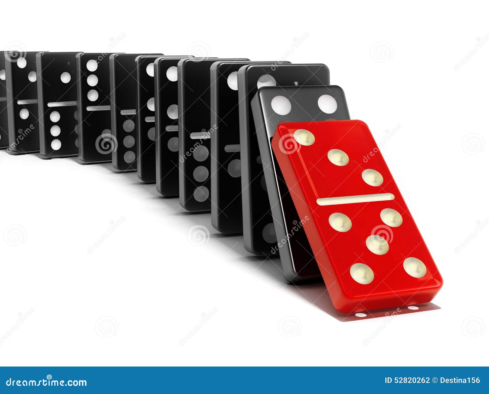 Red Domino Tile Falling Towards the Black Tiles Stock Illustration ...