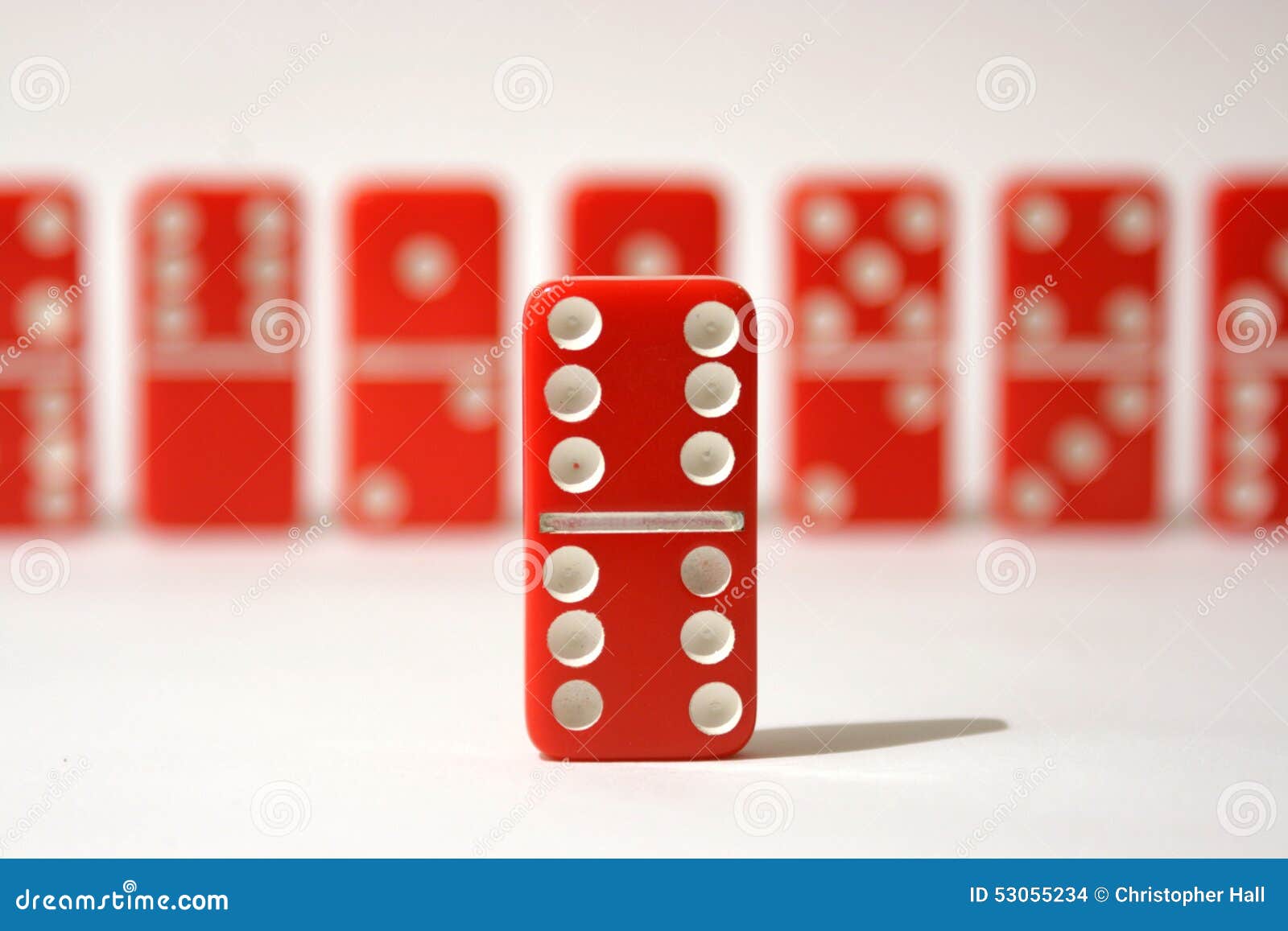 Red Dominoes stock photo. Image of standing, pattern - 53055234