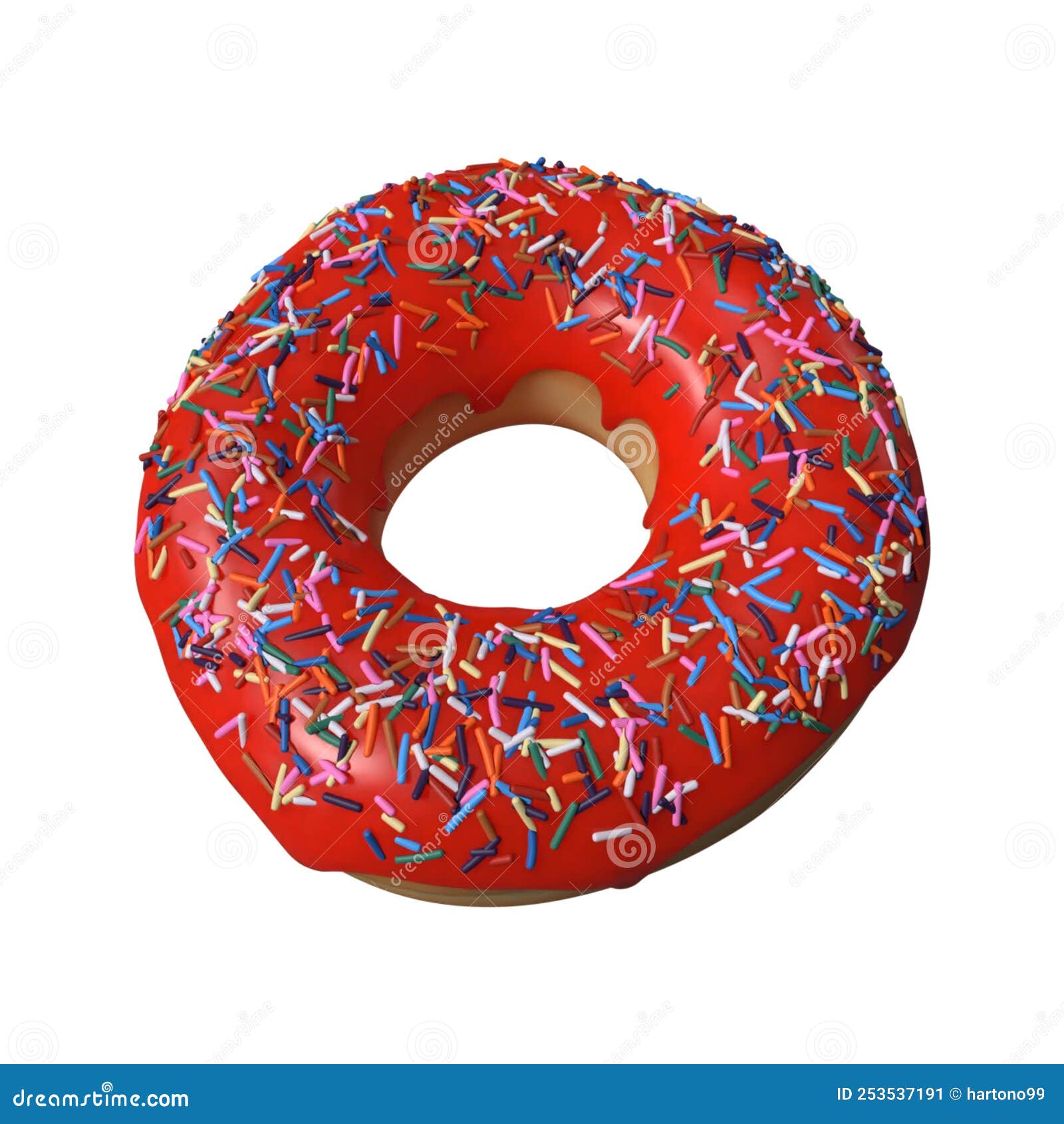 Red Donut with Sprinkles 3D Illustration Stock Illustration ...
