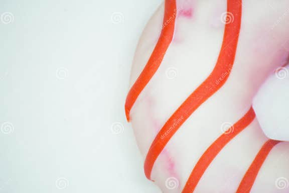 Red Donut Top View. White Background Copy Space Stock Image - Image of ...
