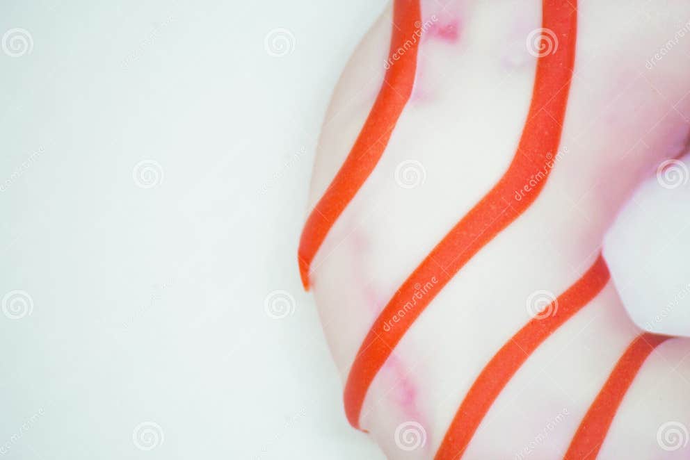 Red Donut Top View. White Background Copy Space Stock Image - Image of ...