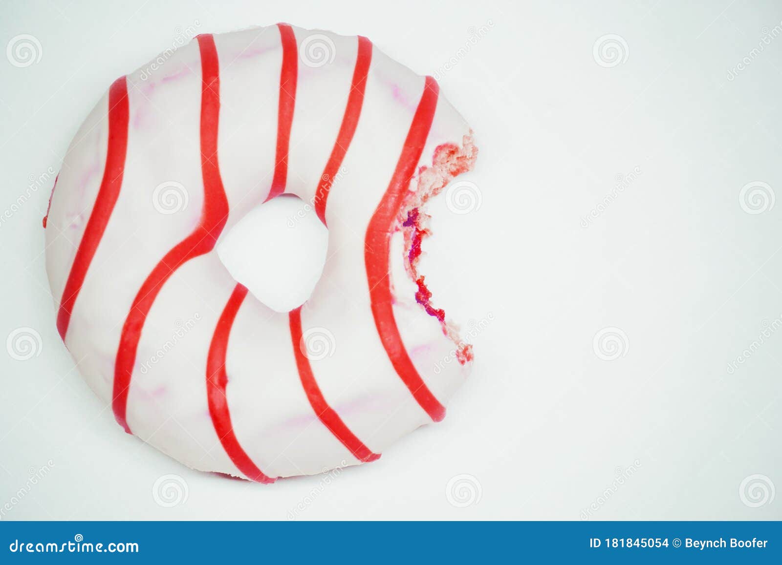 Red Donut Top View. White Background Copy Space Stock Photo - Image of ...