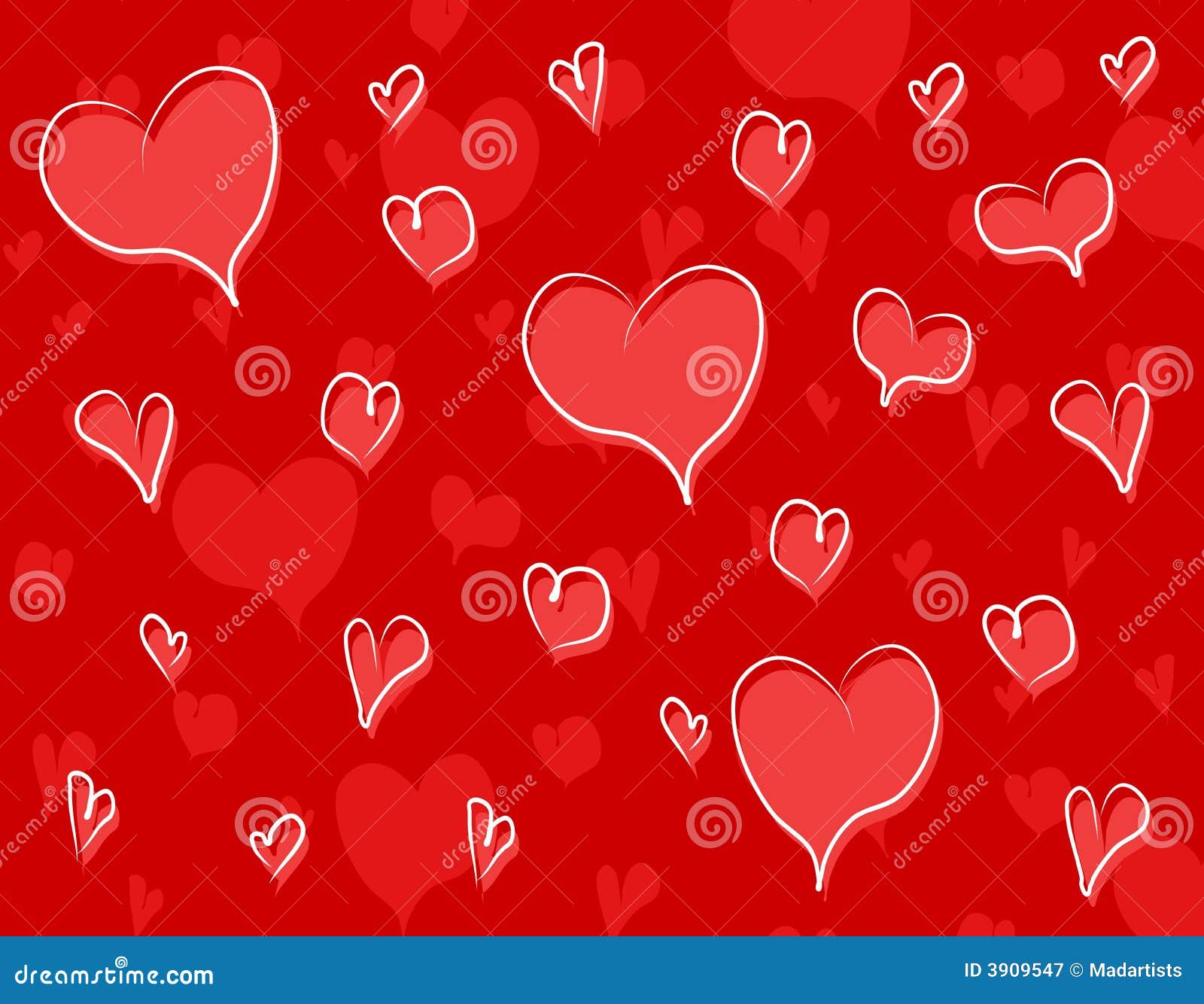 Red Doodle Hearts Background Pattern Stock Illustration - Illustration ...