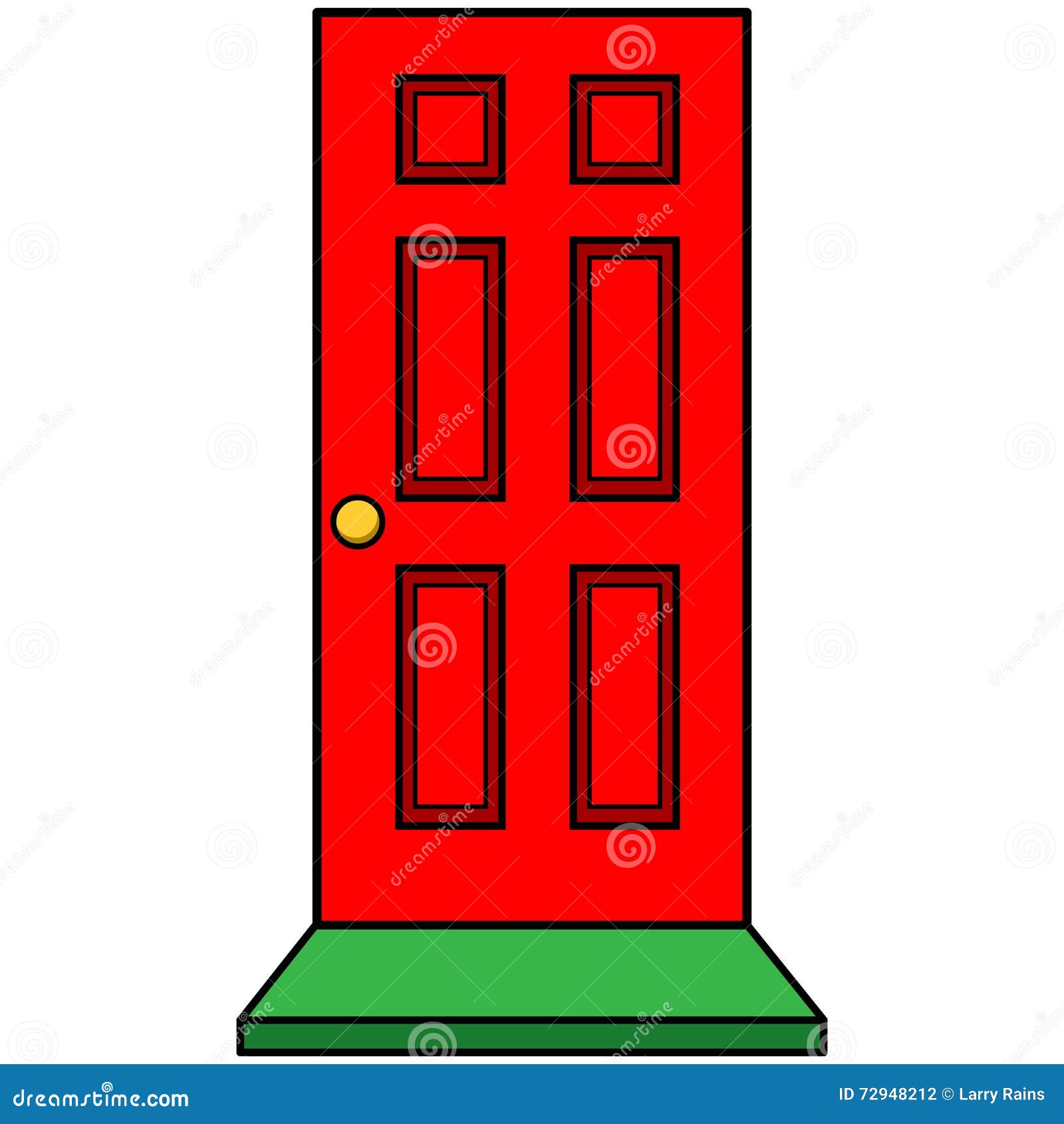 Red Door with Door Mat stock illustration. Illustration of doormat ...