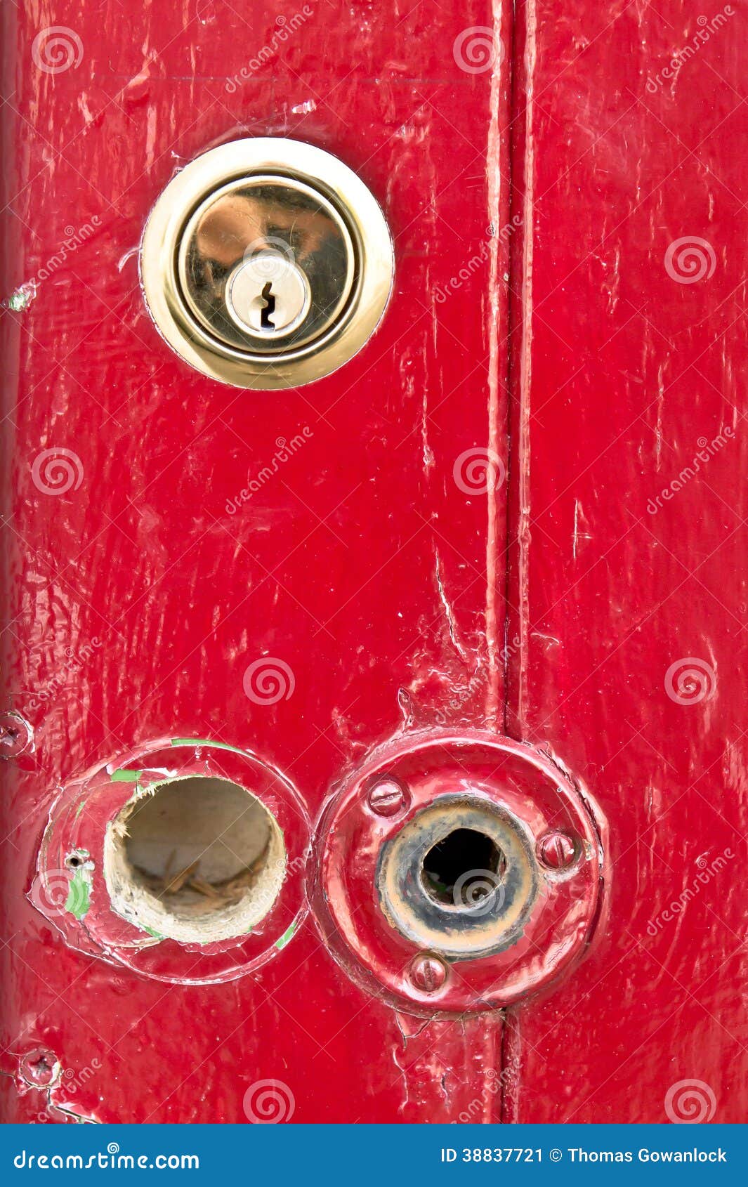 Red door lock stock image. Image of building, brass, insurance - 38837721