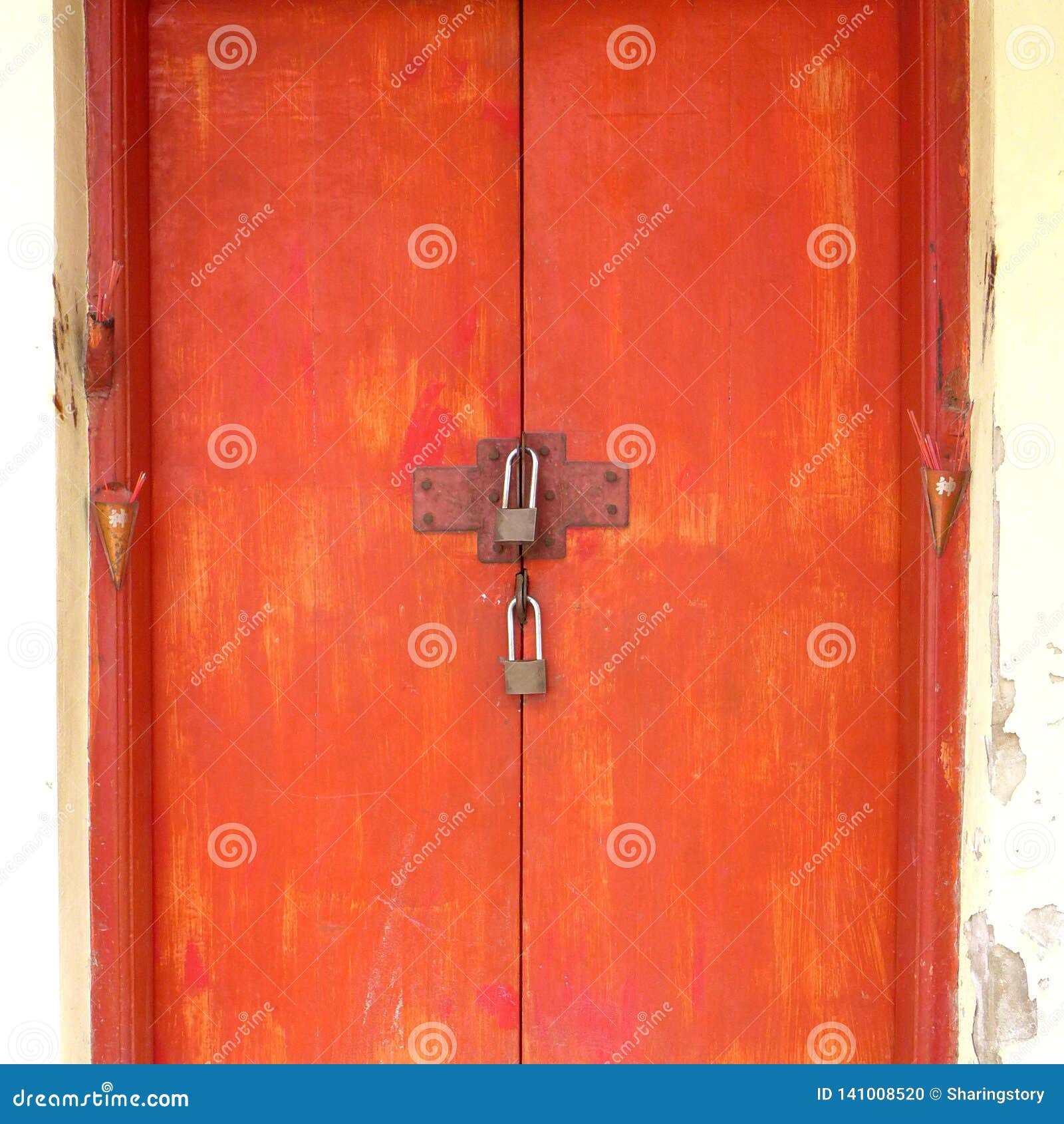 Red door is locked stock photo. Image of solid, lock - 141008520