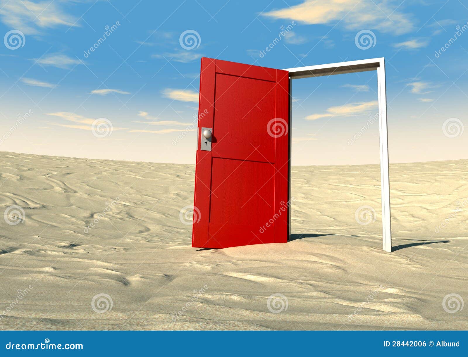 Red Door Open in a Desert stock photo. Image of exit - 28442006