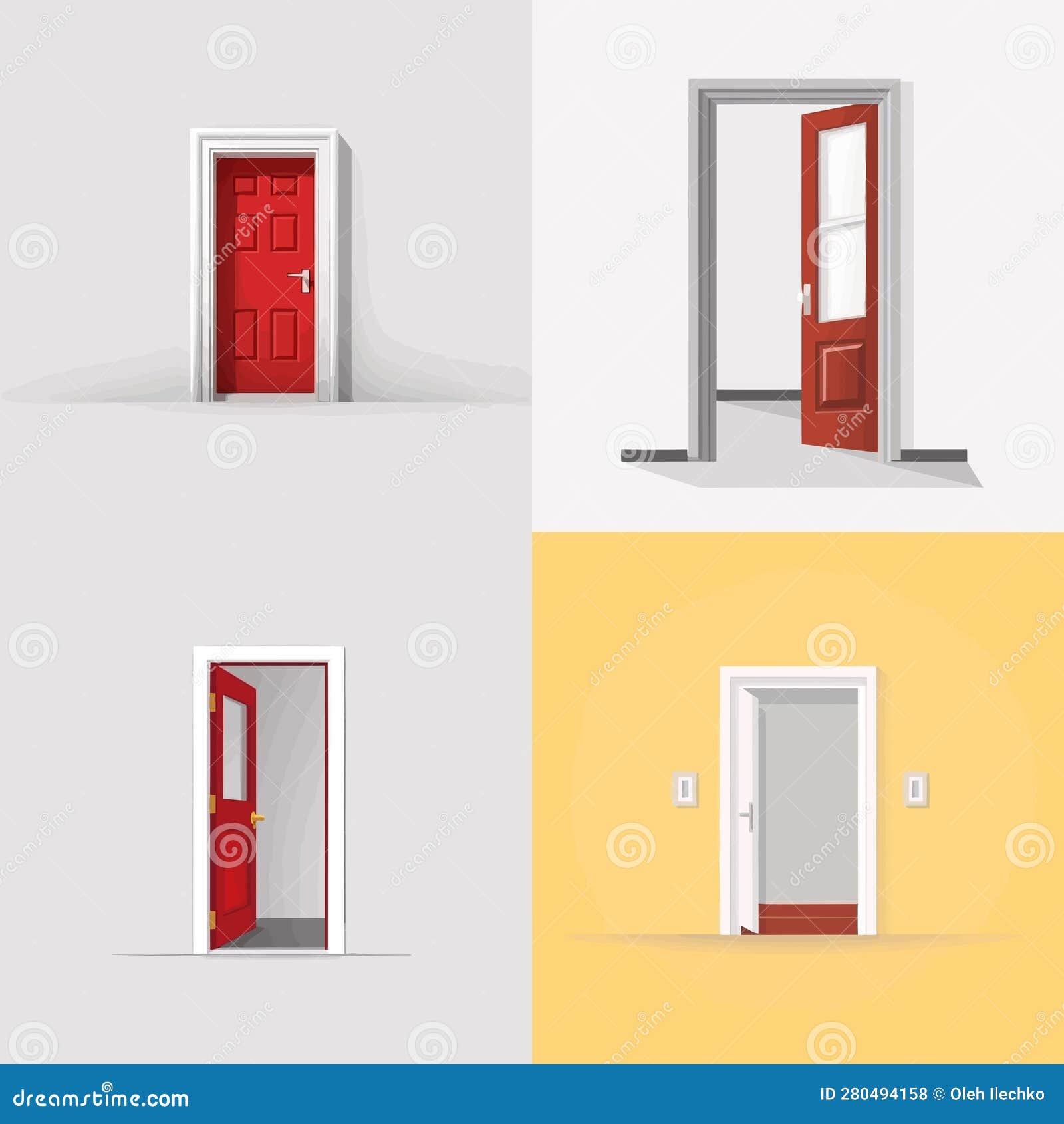 Red Door Set Vector Illustration Isolated Illustration Stock Vector ...