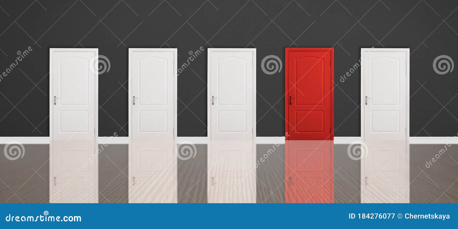 Red Door among White Ones. Concept of Choice Stock Image - Image of ...