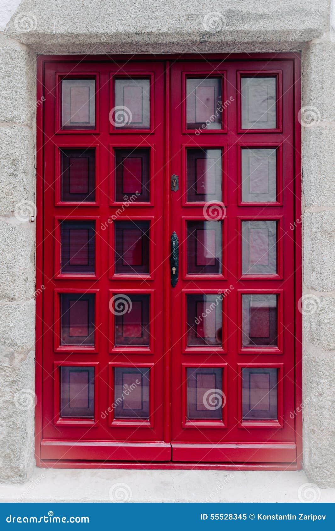 Red Doors with Glass Windows Stock Image - Image of glass, outdoors ...