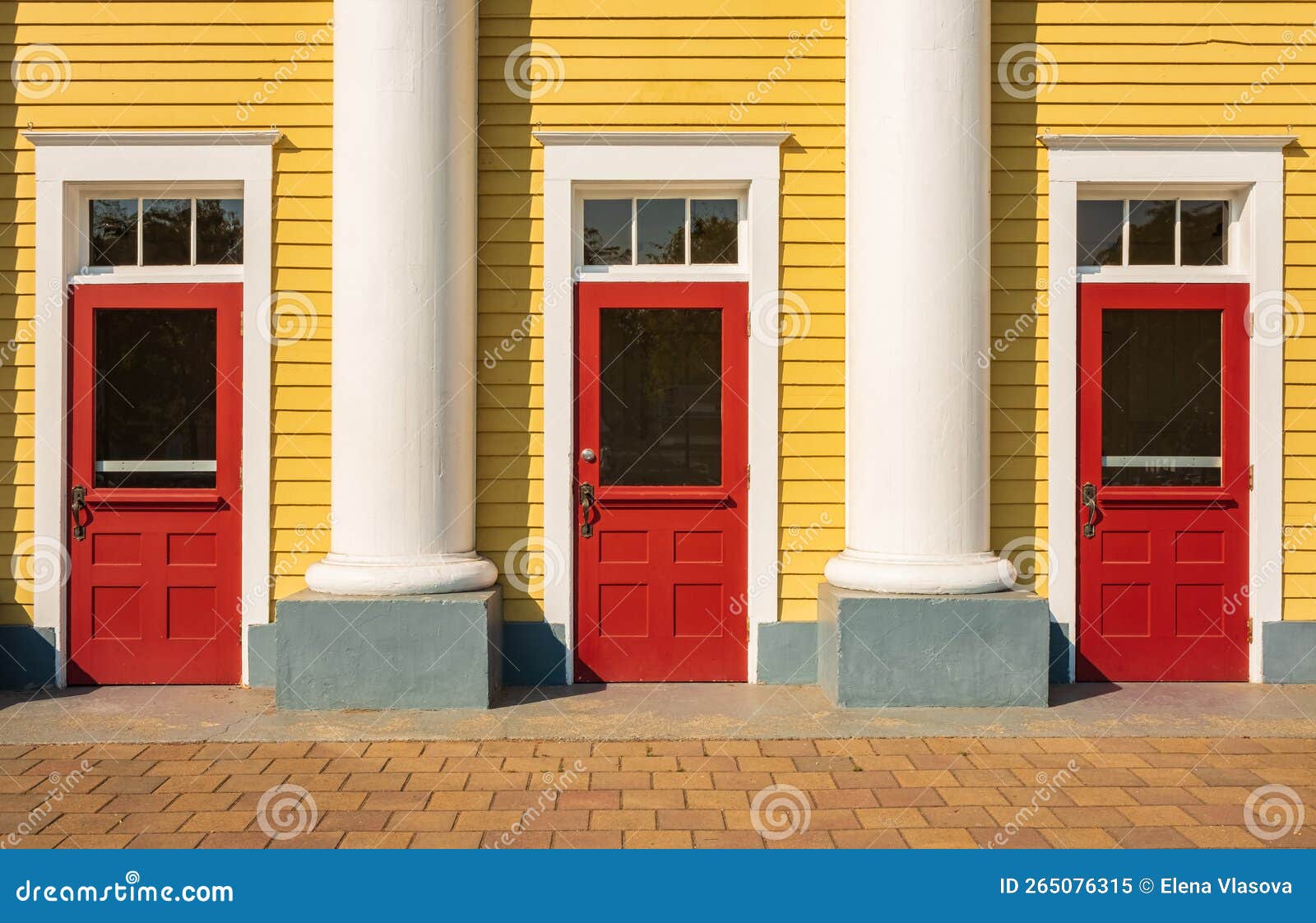 Red Doors. Three Coloured Front Doors at the Entrance of an Old ...