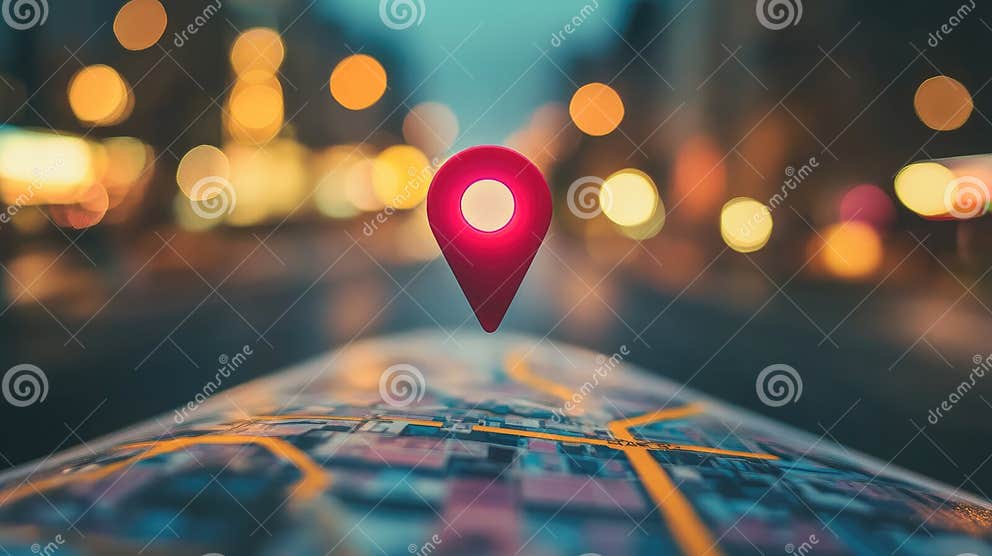A Red Dot on a Map that is Pointing To a Location Stock Illustration ...