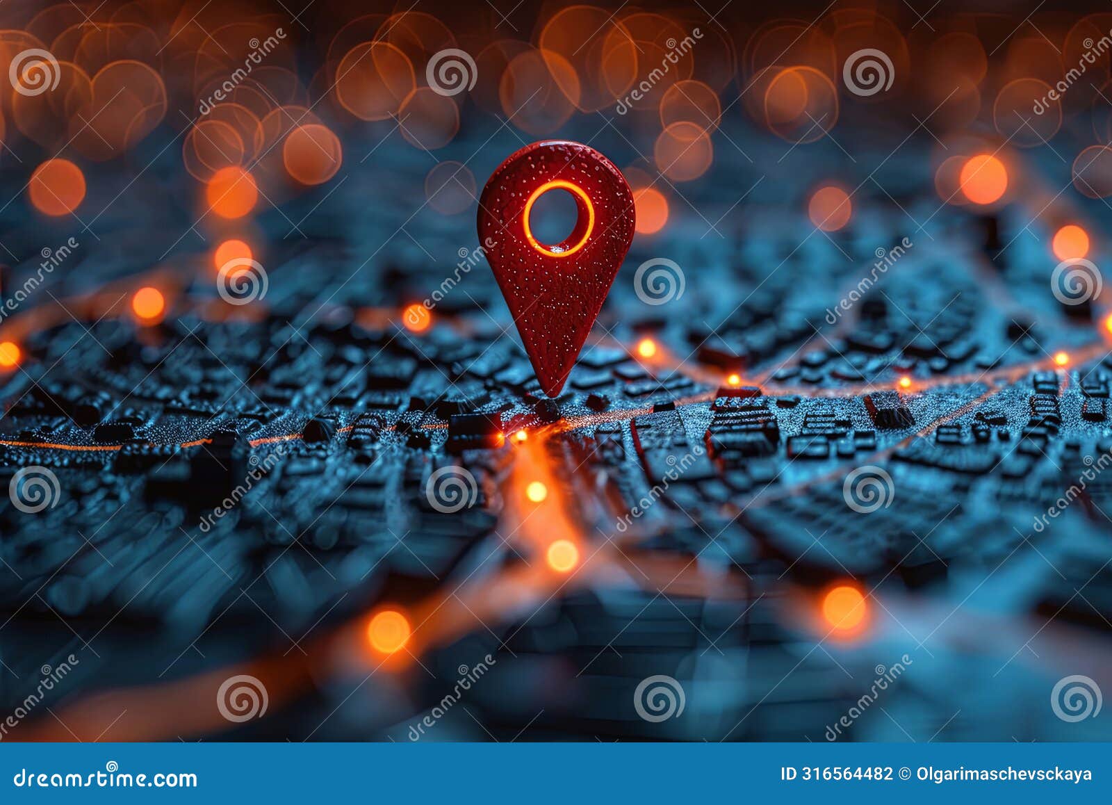 Red Dot Pin is Placed on a Map of a City Stock Illustration ...