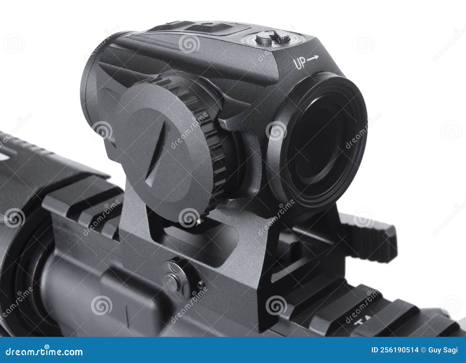 Red Dot Sight on an Assault Rifle Stock Photo - Image of optic, button ...