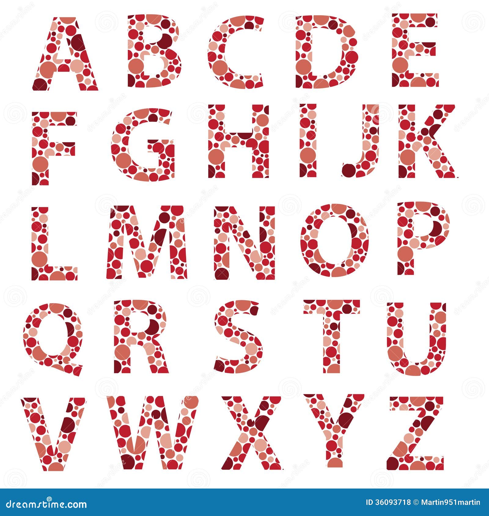 Red Dotted Alphabet Letters Eps10 Stock Vector - Illustration of design ...