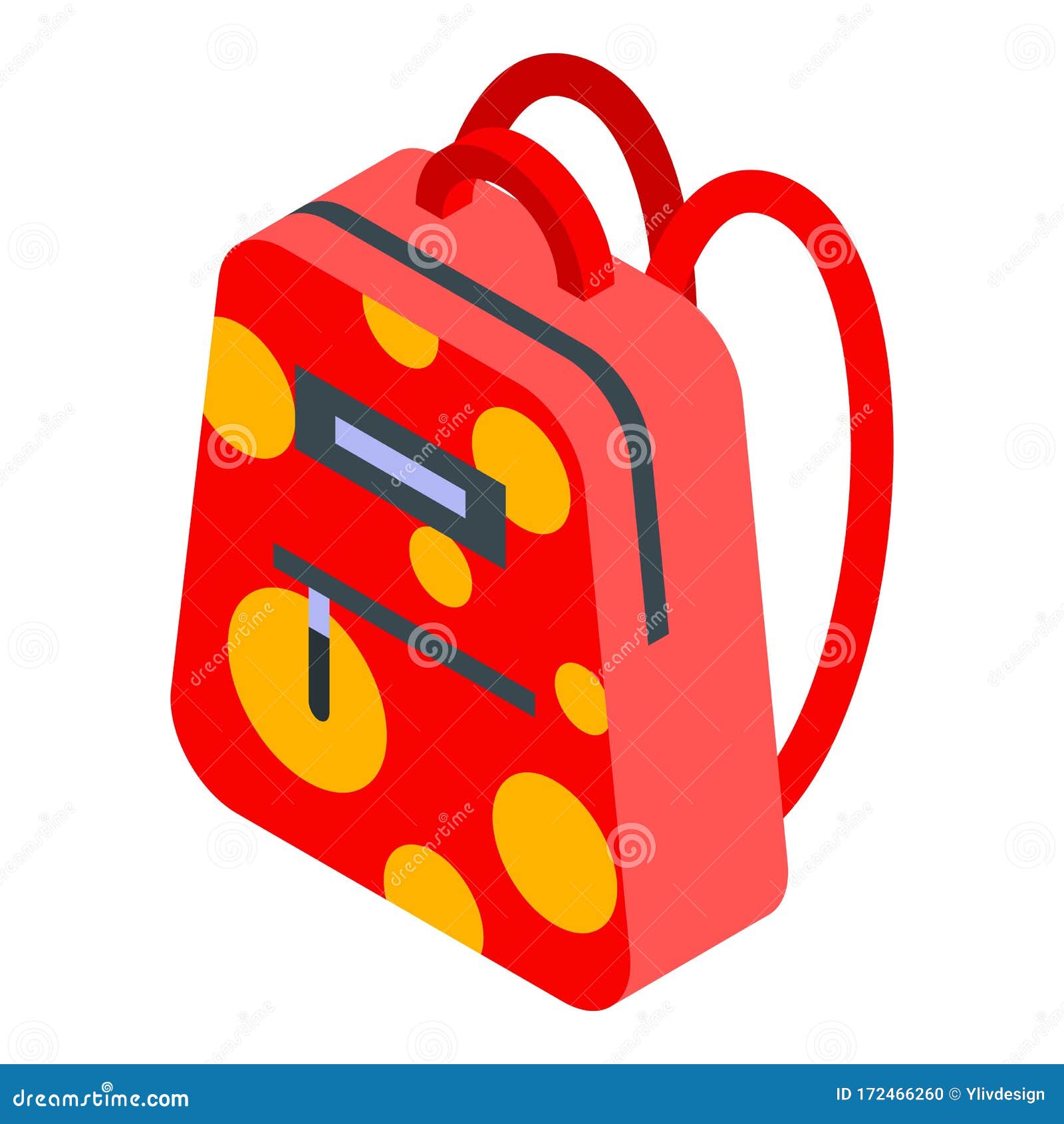 Red Dotted Backpack Icon, Isometric Style Stock Vector - Illustration ...