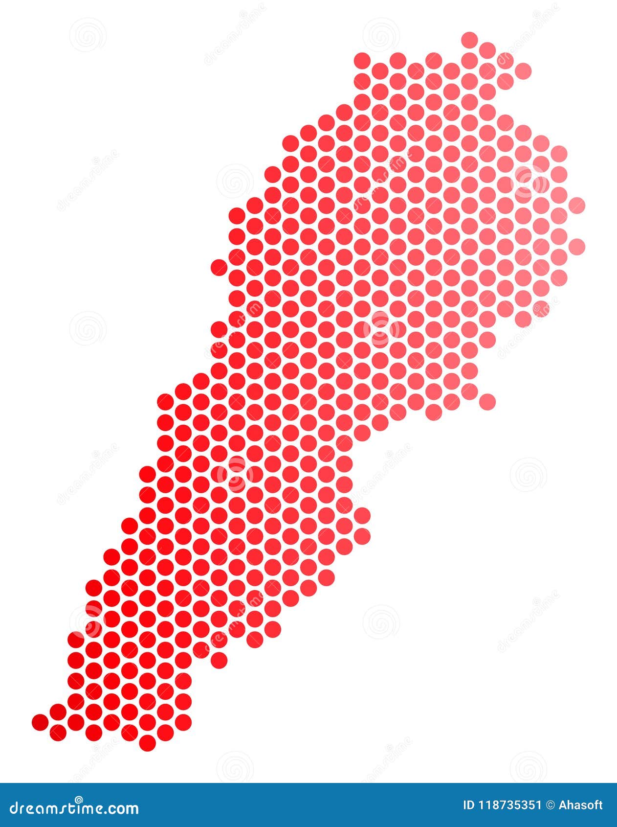 Red Dotted Lebanon Map stock vector. Illustration of cartography ...