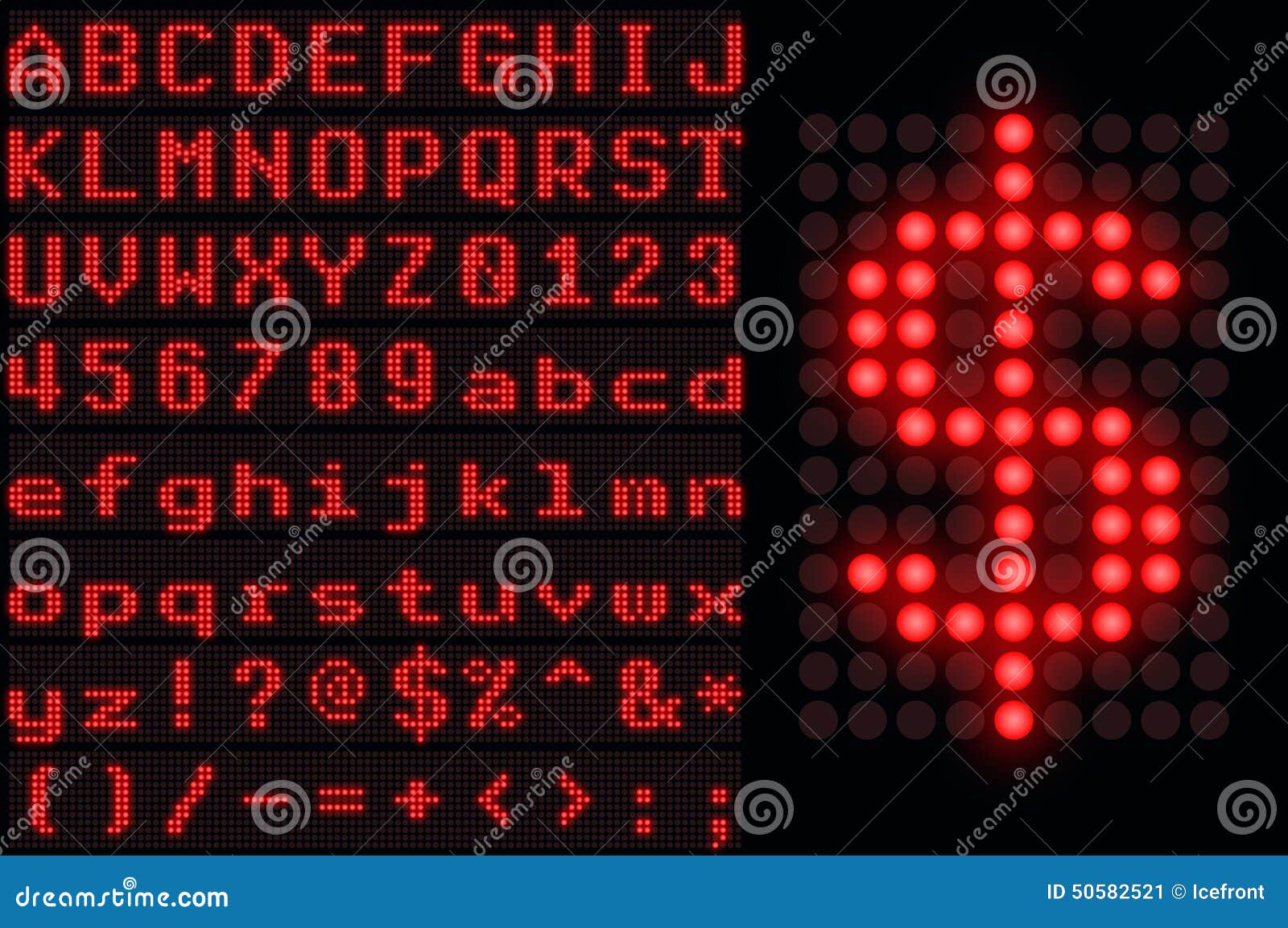 Red Dotted LED Display Letter Set Stock Vector - Illustration of ...