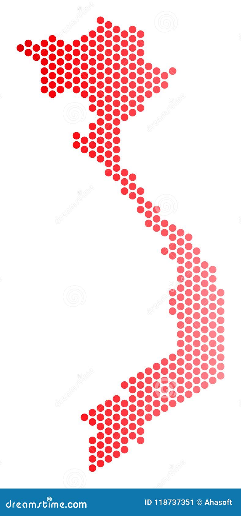 Red Dotted Vietnam Map stock vector. Illustration of geography - 118737351