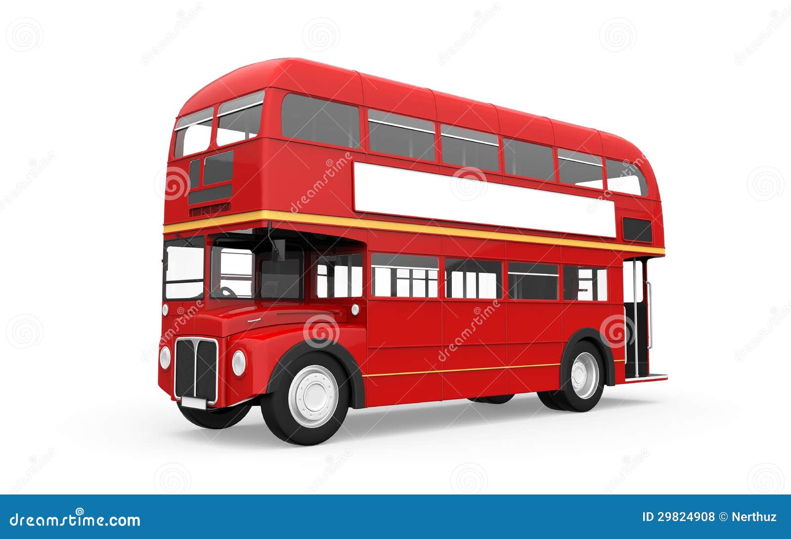 Red Double Decker Bus Isolated on White Background Stock Photo - Image ...