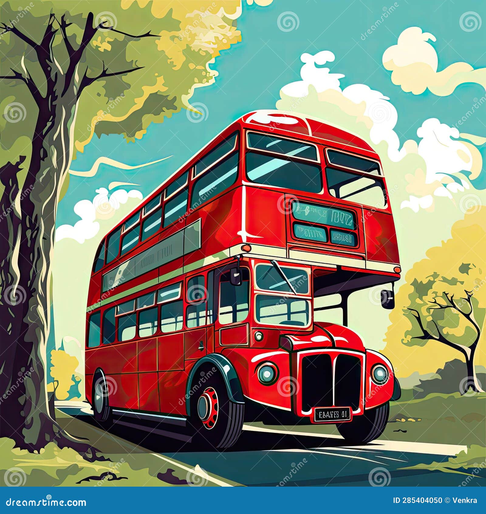 Red Double Decker Bus Vector Illustration Stock Illustration ...