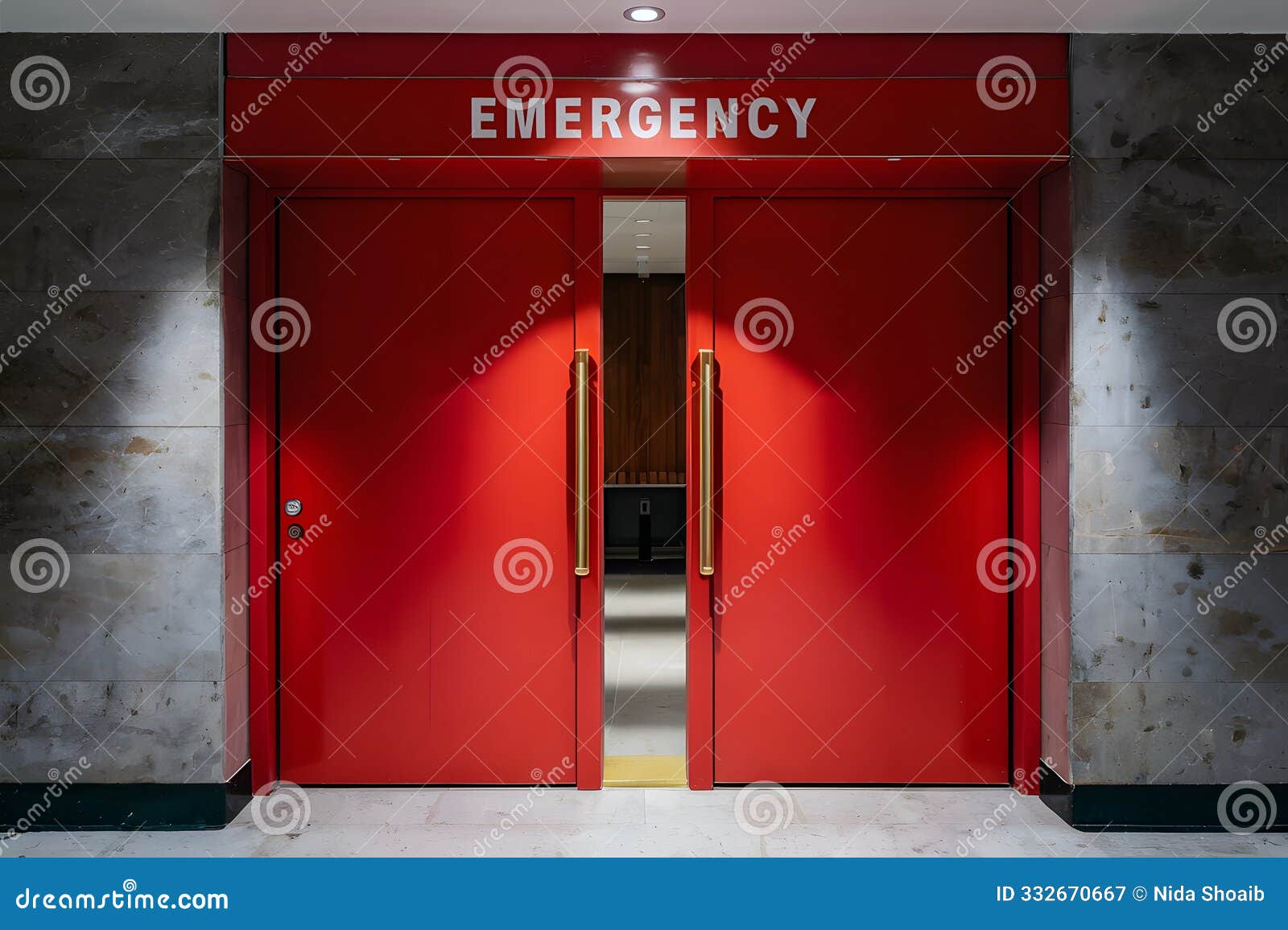 Red Double Doors with EMERGENCY Sign and FIRE CONTROL ROOM Indication ...