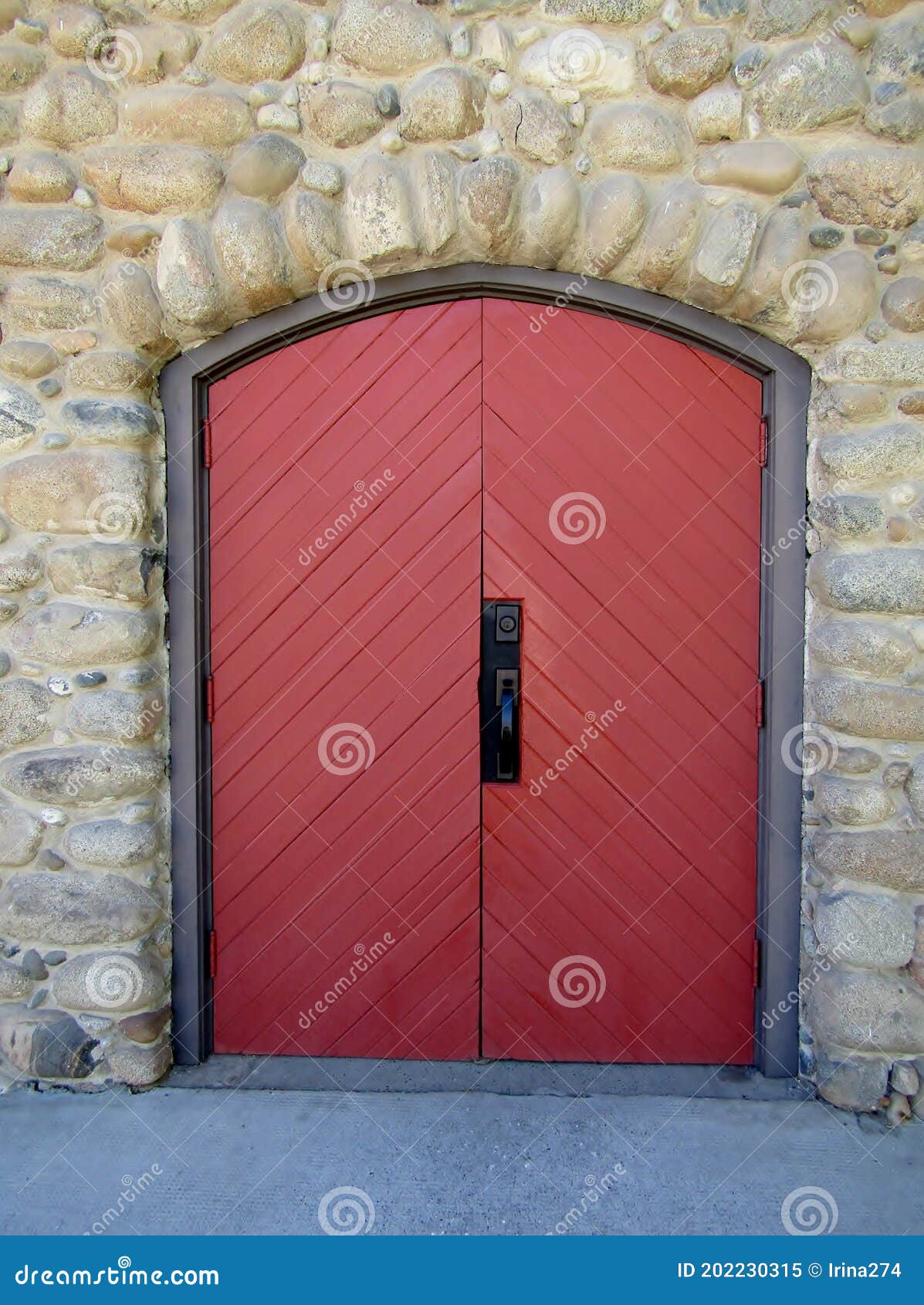 Red double front door stock image. Image of building - 202230315