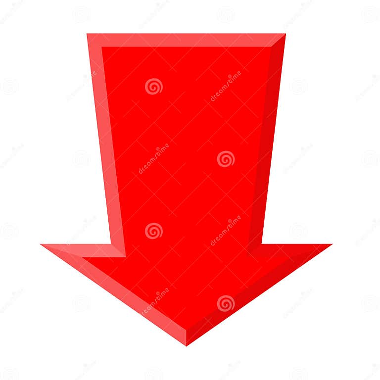Red DOWN arrow stock vector. Illustration of shape, graphic - 128091985