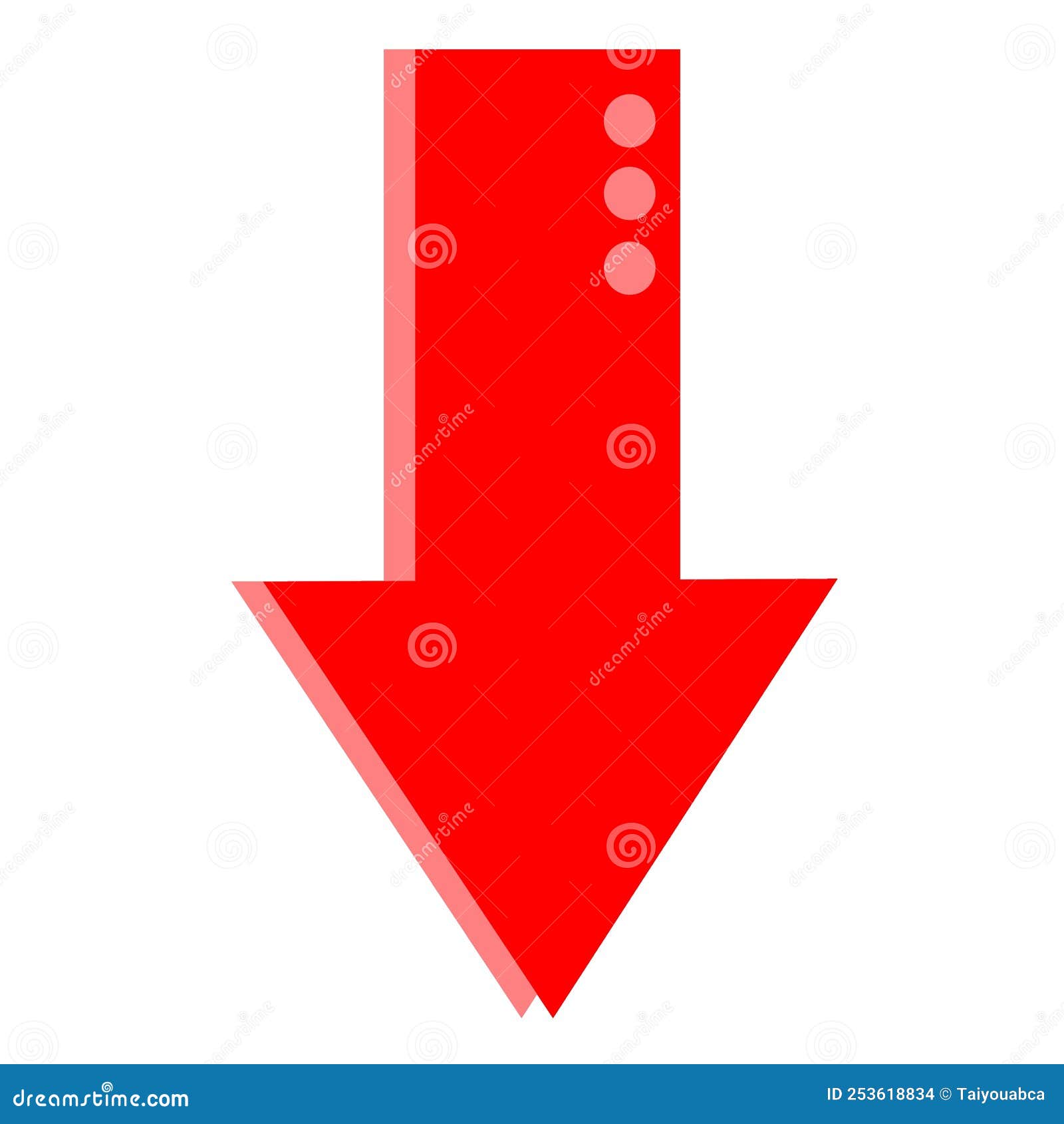 Red Down Arrow with White Background Stock Photo - Illustration of ...