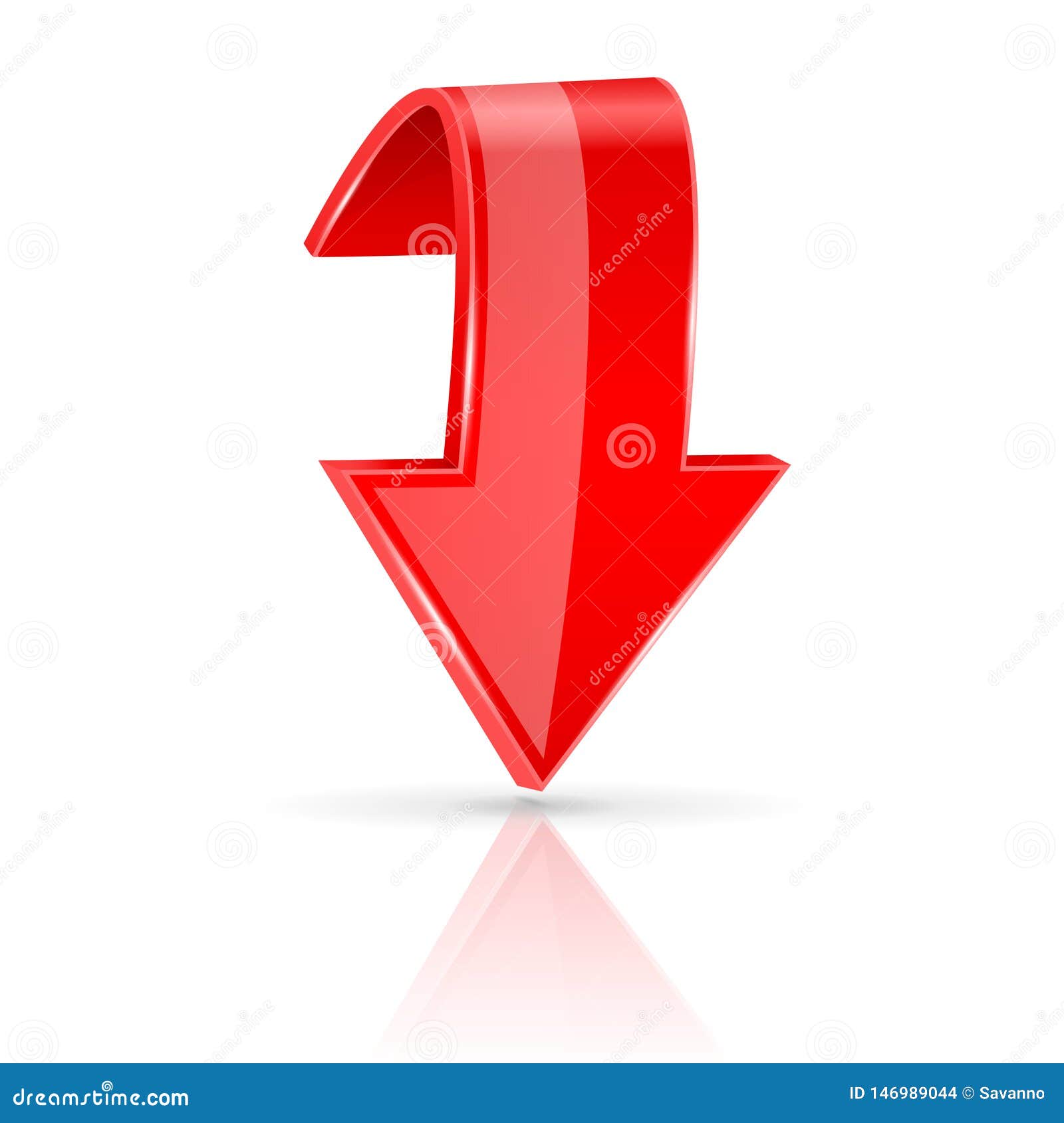 Red down 3d button stock vector. Illustration of shadow - 146989044