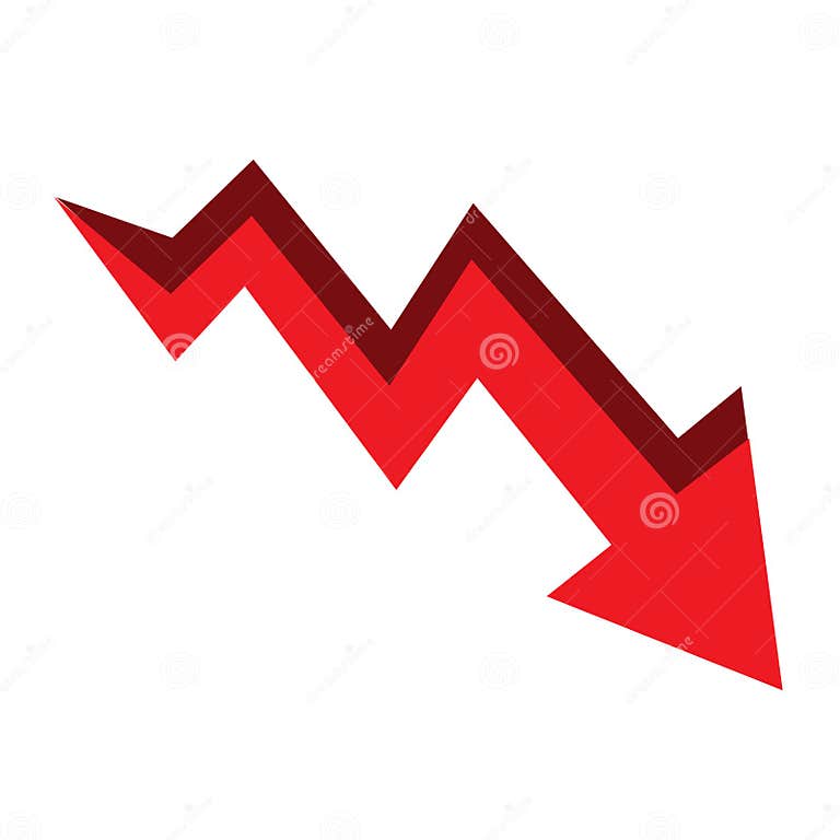 Red Downward Arrow Indicating Decline in Trends or Performance Metrics ...