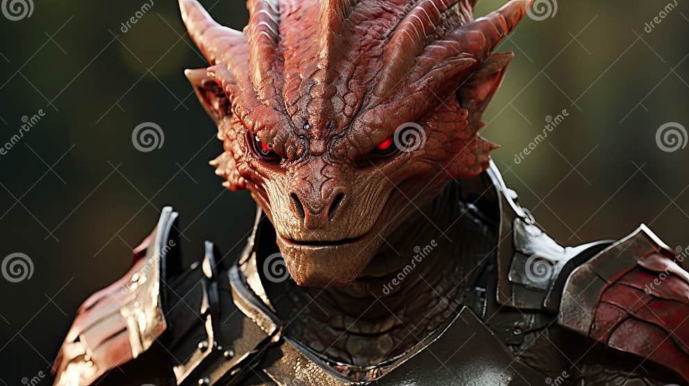 A red dragon in armor stock illustration. Illustration of breastplate ...