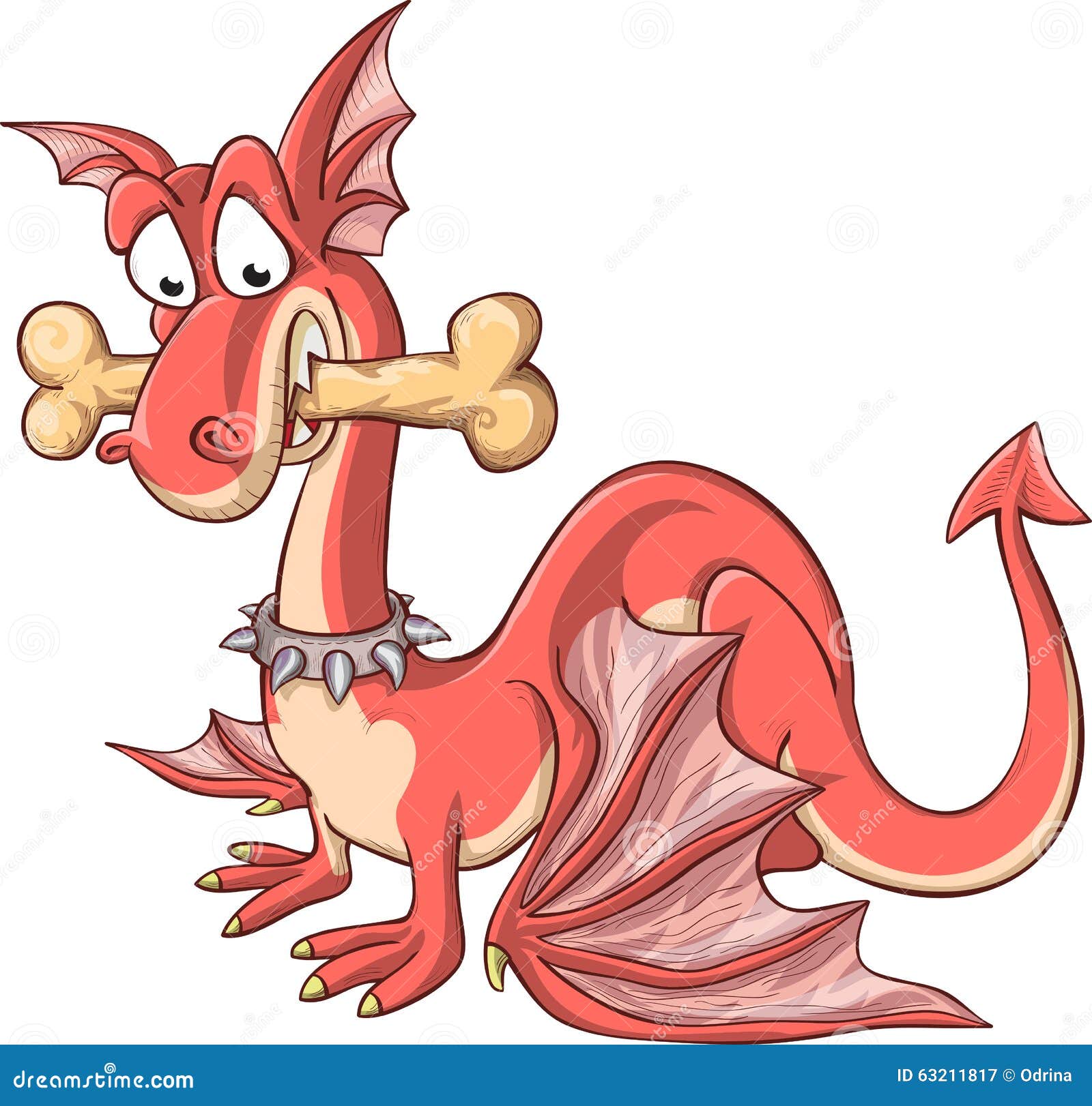 Red dragon in the collar stock vector. Illustration of bone - 63211817