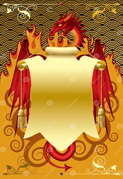 Red Dragon with a Gold Banner Stock Vector - Illustration of isolated ...