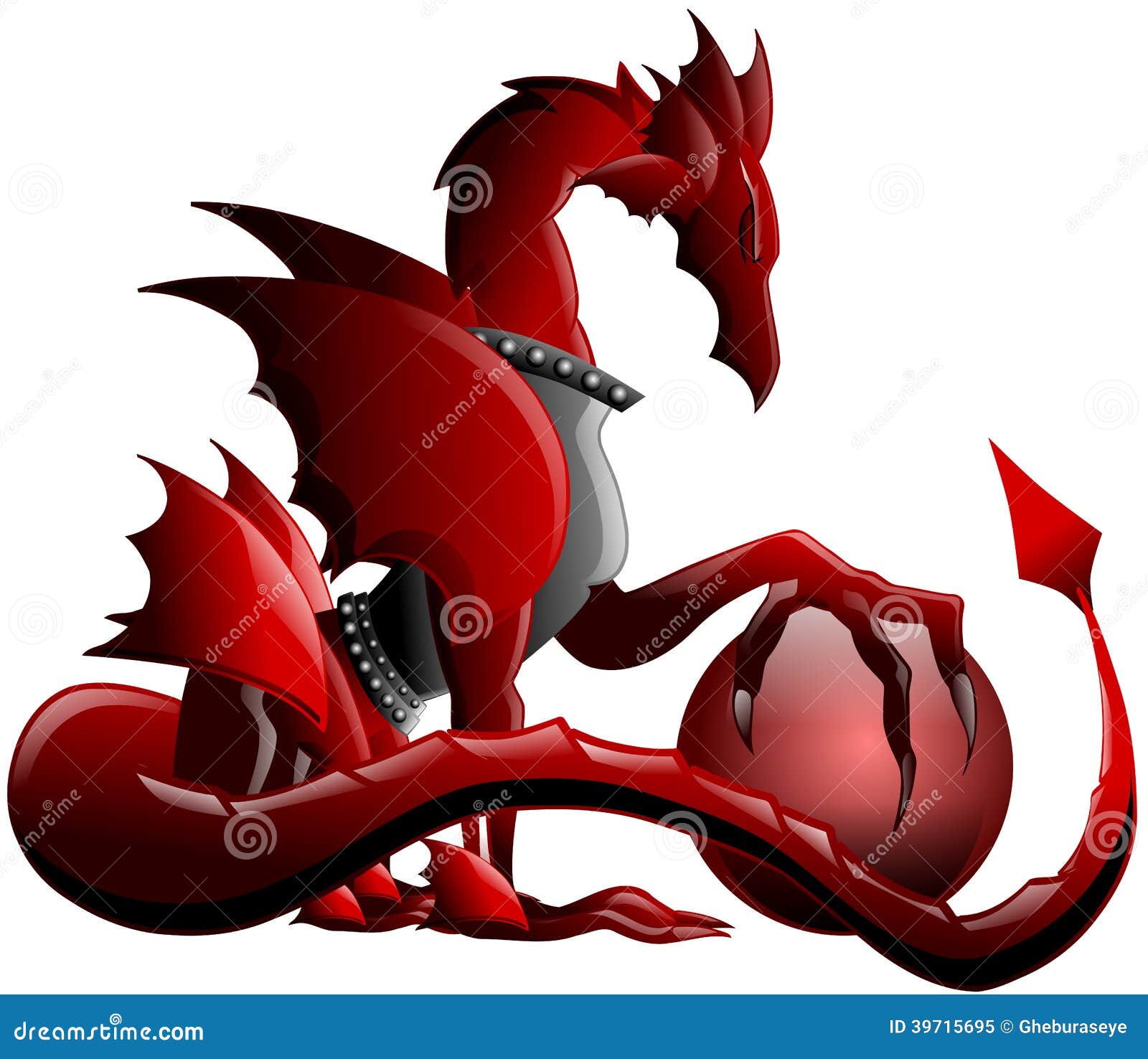 Winged Red Dragon with Sphere Isolated Stock Image - Illustration of ...