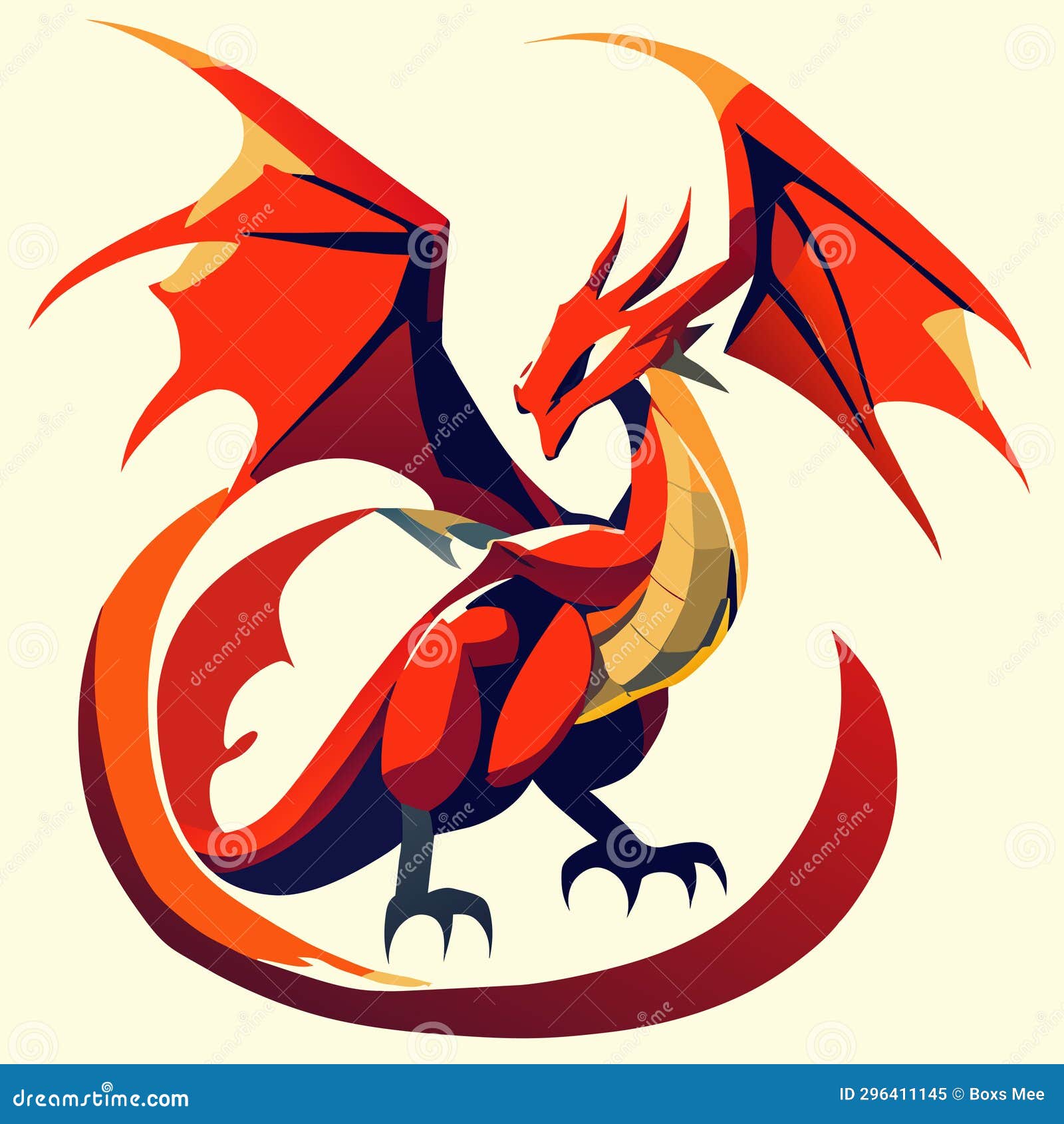 Red Dragon on a Light Background. Vector Illustration in a Flat Style ...