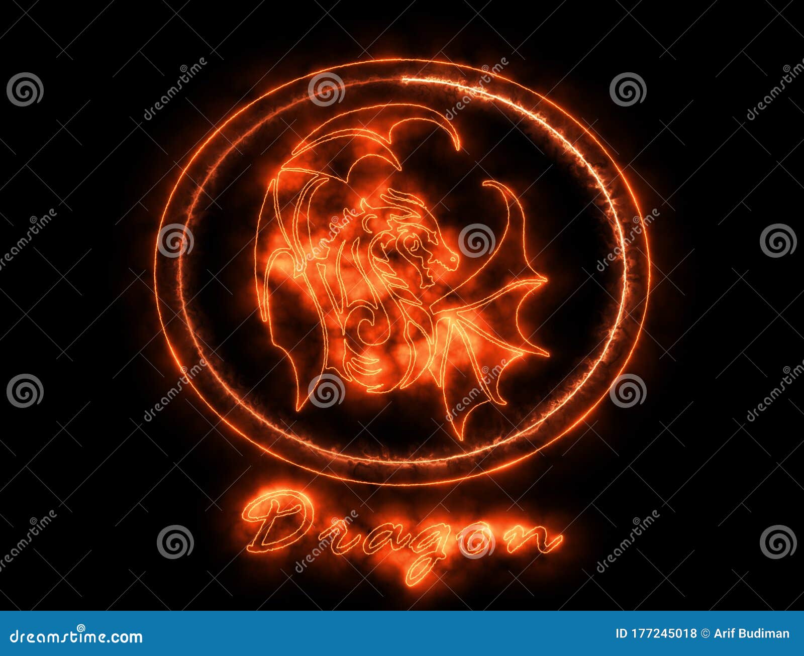 Red Dragon Logo with Fire Line Stock Illustration - Illustration of ...