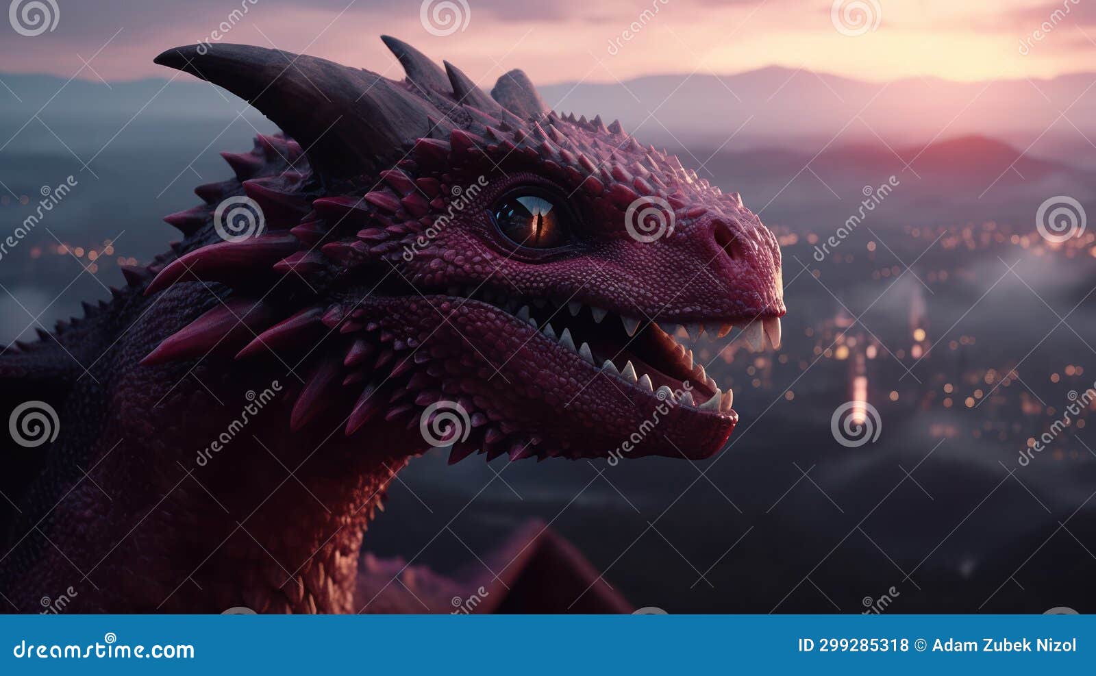 A Red Dragon with Sharp Teeth Stock Illustration - Illustration of ...