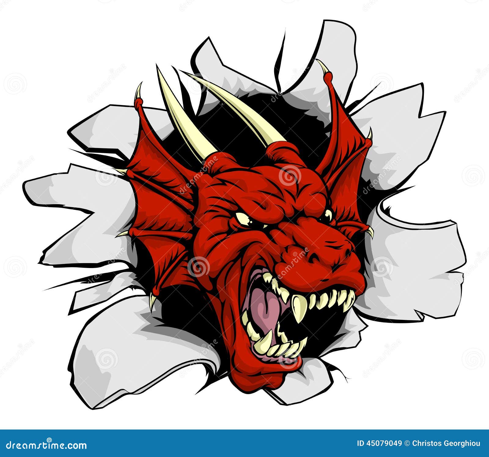 Red dragon smashing out stock vector. Illustration of breakthrough ...