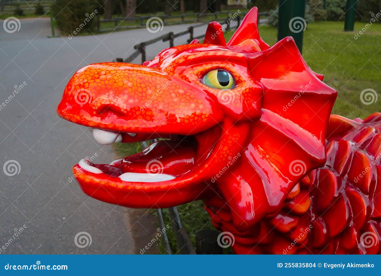 Red Dragon, Statue in the Amusement Park Stock Photo - Image of park ...