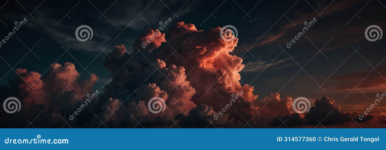 Red Dramatic Clouds in Night Sky with Full Ai Generated Stock ...