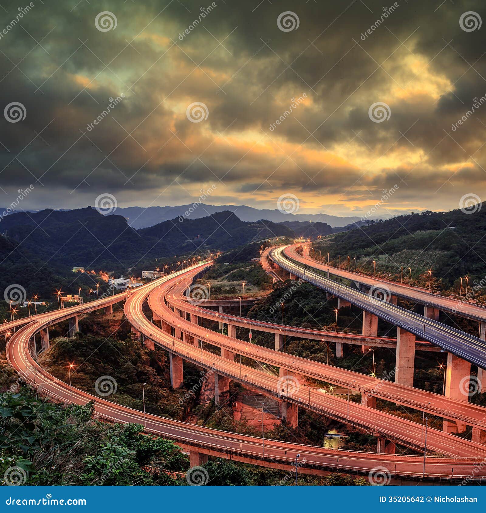 Red Dramatic Sunset Over Highway Stock Photo - Image of dark, landscape ...