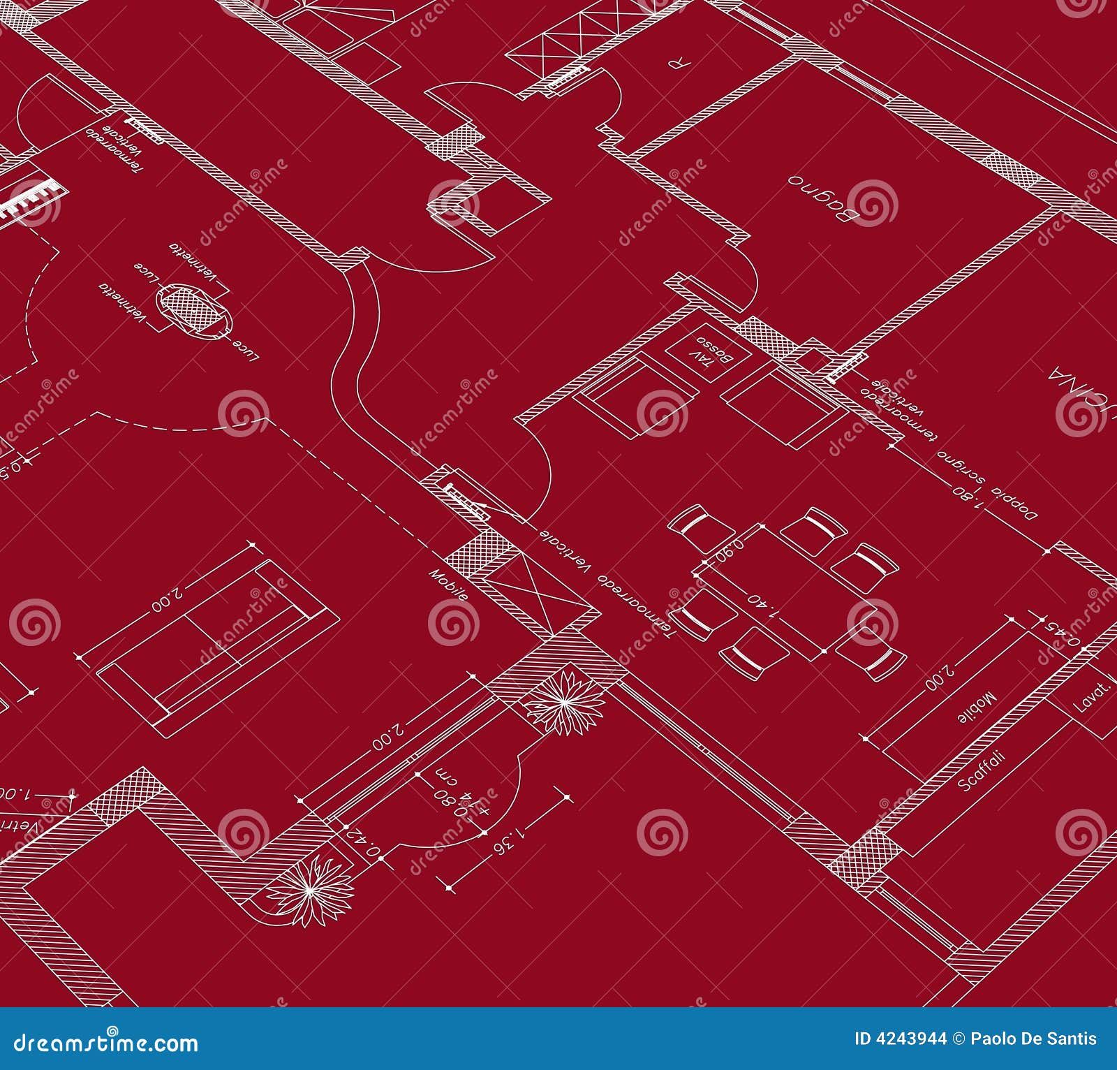 Red drawing cad stock illustration. Illustration of draw - 4243944