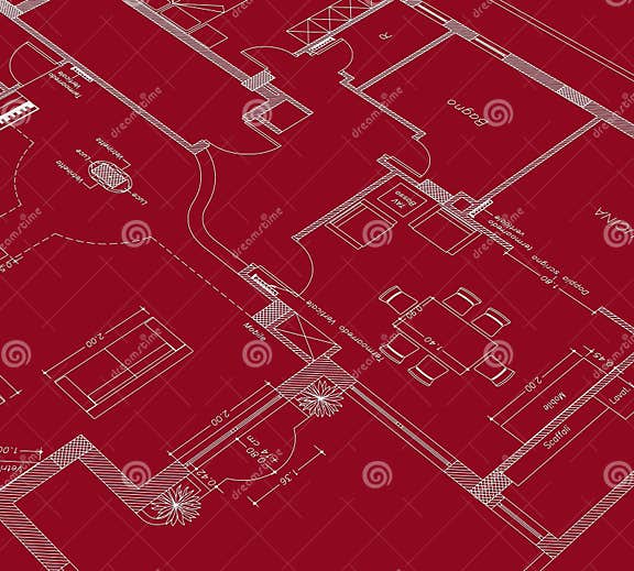 Red drawing cad stock illustration. Illustration of draw - 4243944