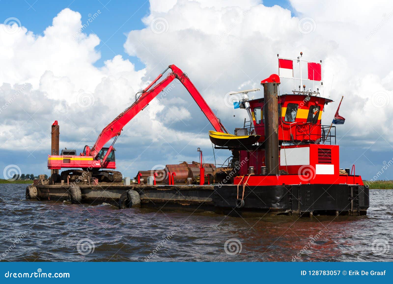 Red dredger stock image. Image of holland, digger, netherlands - 128783057